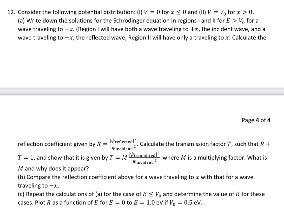 Solved Consider the following potential distribution: | Chegg.com