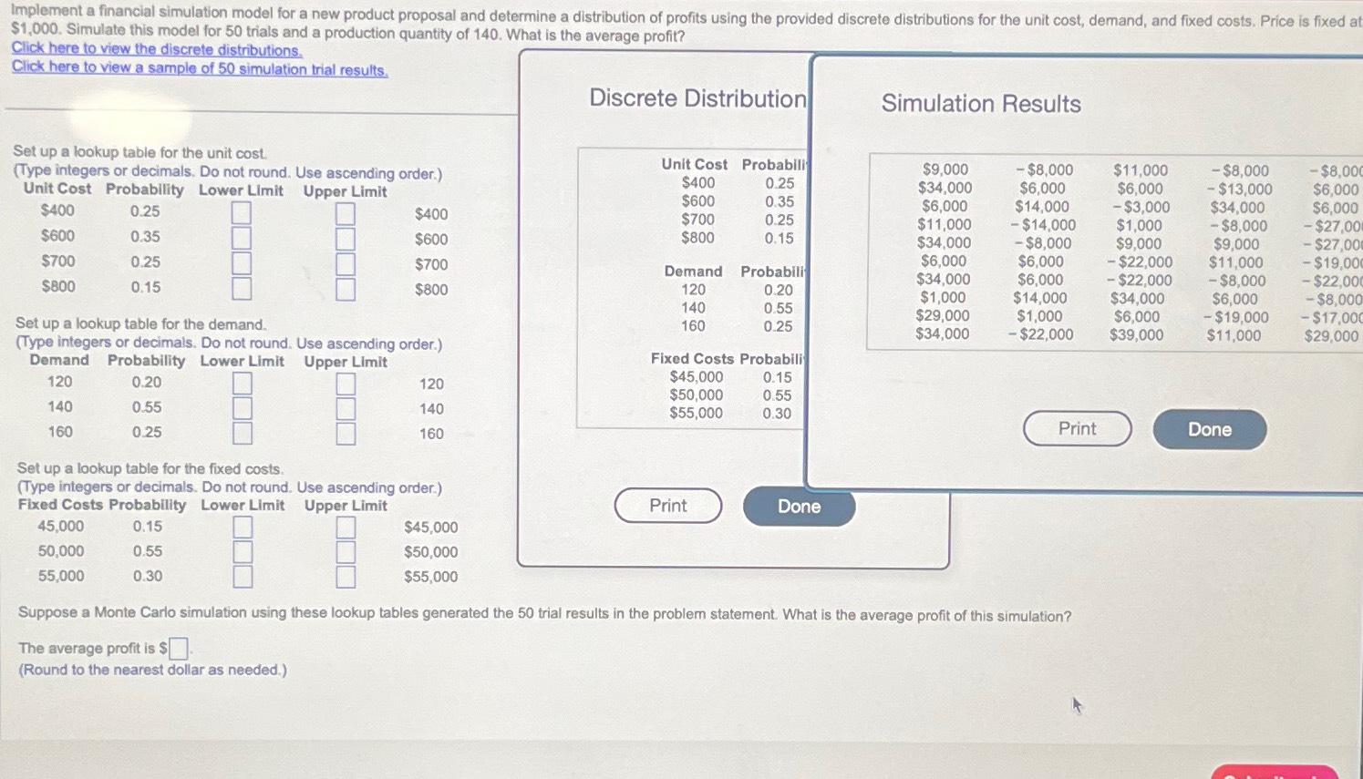 Solved Implement a financial simulation model for a new | Chegg.com