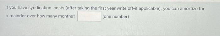 Solved If you have syndication costs (after taking the first | Chegg.com