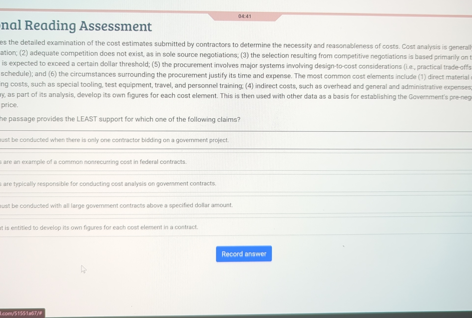 Solved nal Reading Assessment04:41es the detailed | Chegg.com