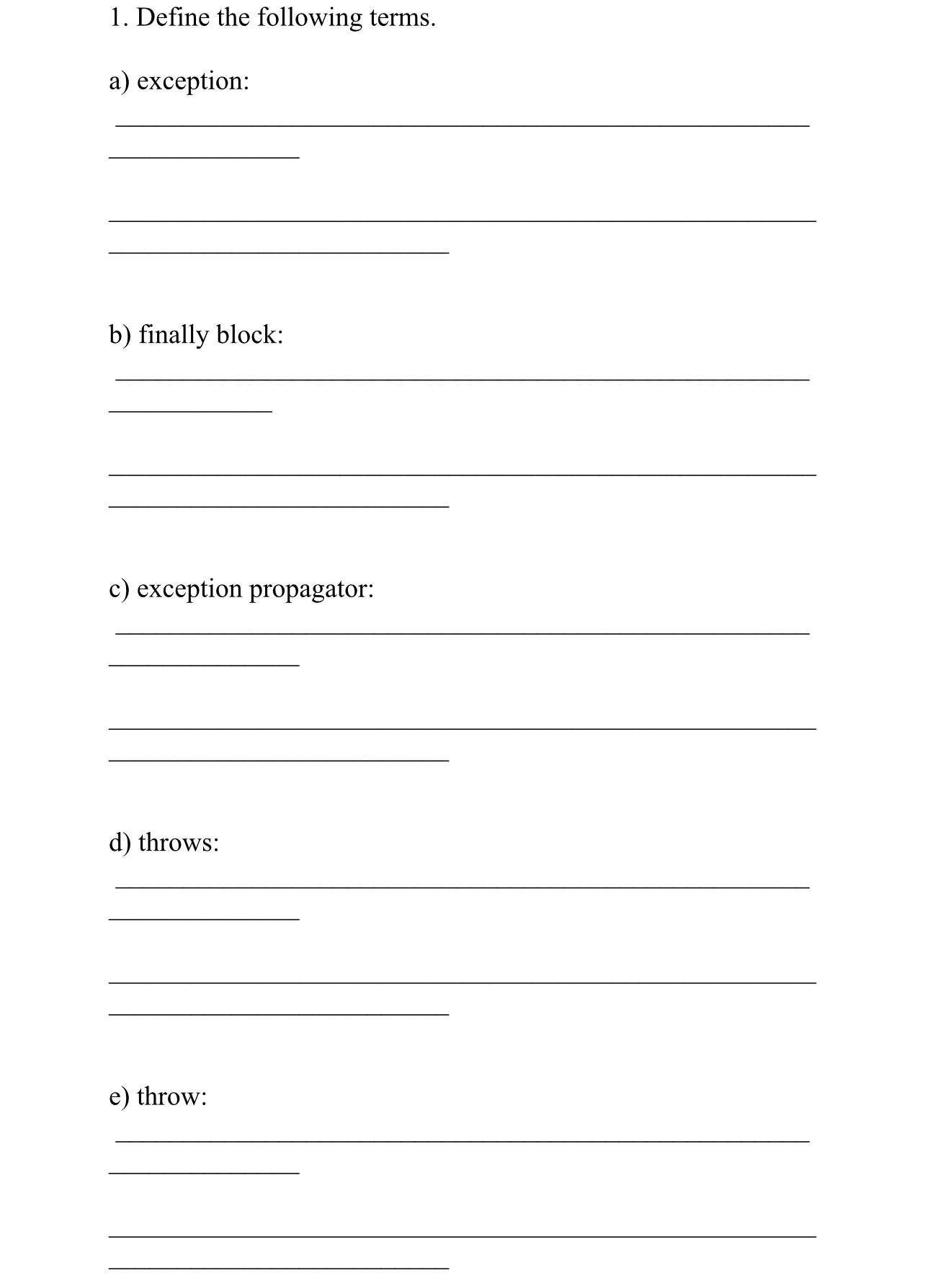 Solved Define the following terms.a) | Chegg.com