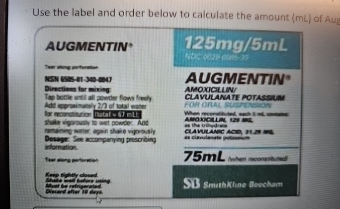 Solved Use the label and order below to calculate the amount | Chegg.com