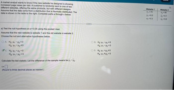 Solved find the t statistic, p value, and conclusion of the | Chegg.com