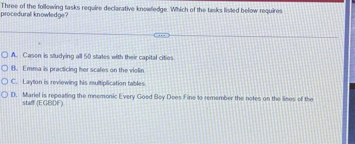 Solved Three of the following tasks require declarative | Chegg.com