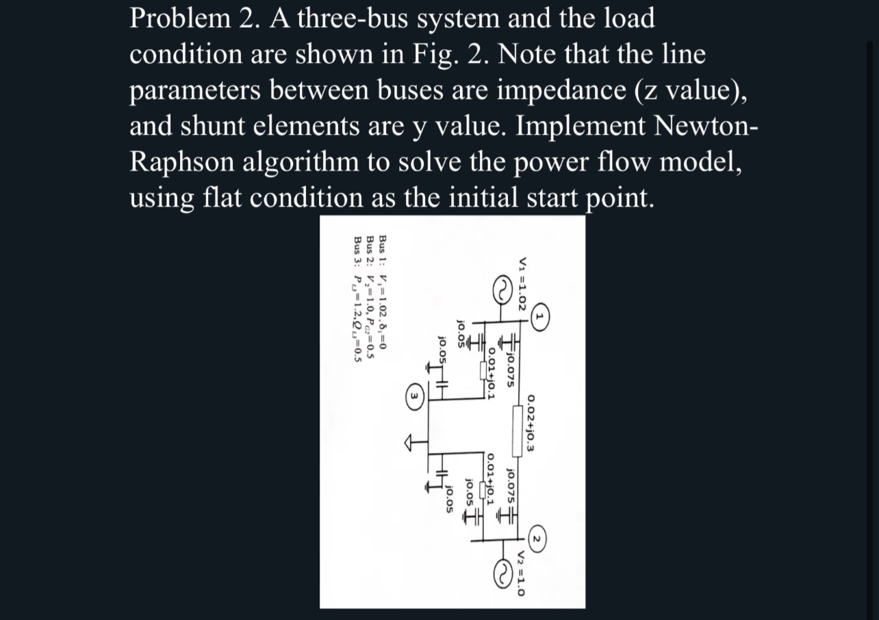 Solved Problem 2. ﻿A three-bus system and the load condition | Chegg.com