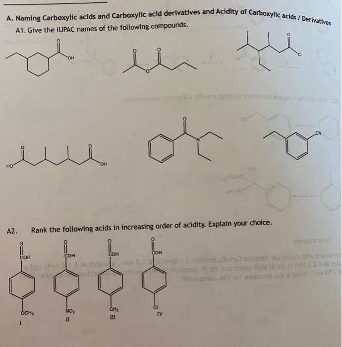 Solved ity of Carboxylic acids / Derivatives A. Naming | Chegg.com