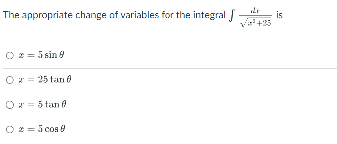 Solved The appropriate change of variables for the integral | Chegg.com