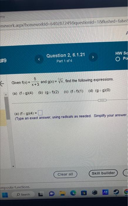 Solved Given f(x)=x+35 and g(x)=3x, find the following | Chegg.com