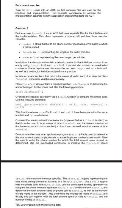 Solved Question 5 Consider The Following Class Declaration 4436