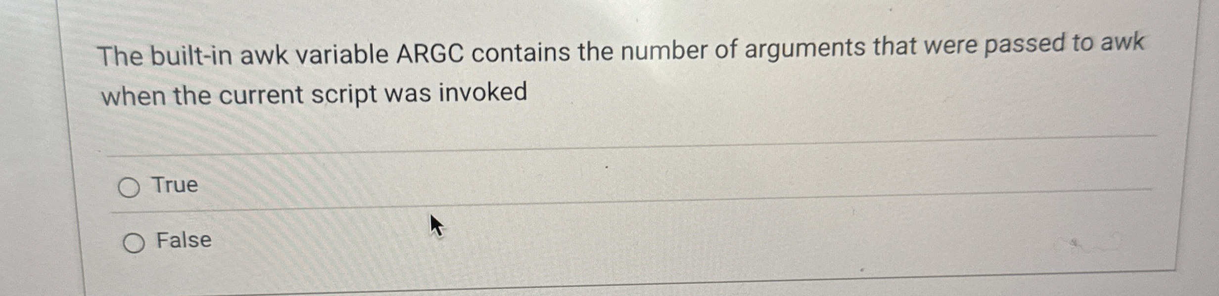 Solved The Built In Awk Variable Argc Contains The Number Of