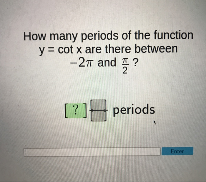 Solved How many periods of the function y = cot x are there | Chegg.com