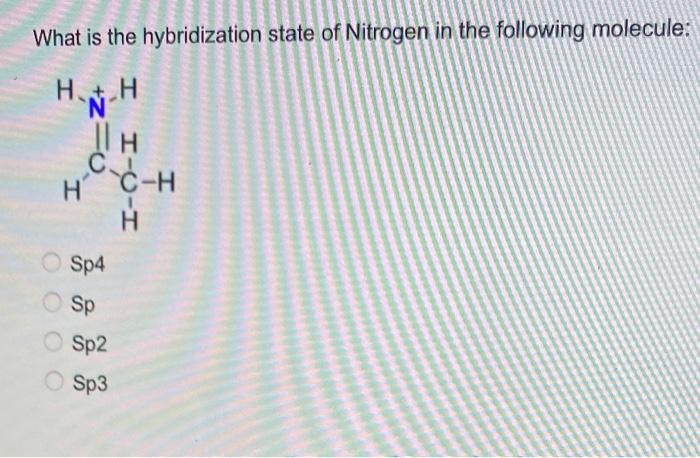 Solved What is the hybridization state of Nitrogen in the | Chegg.com