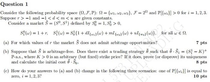 Consider the following probability space | Chegg.com