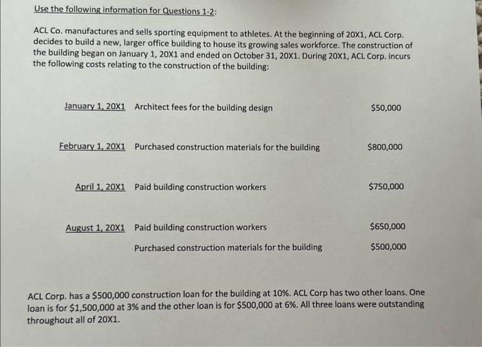 Solved As de th th ACl loan is for $1,500,000 at 3% and the | Chegg.com