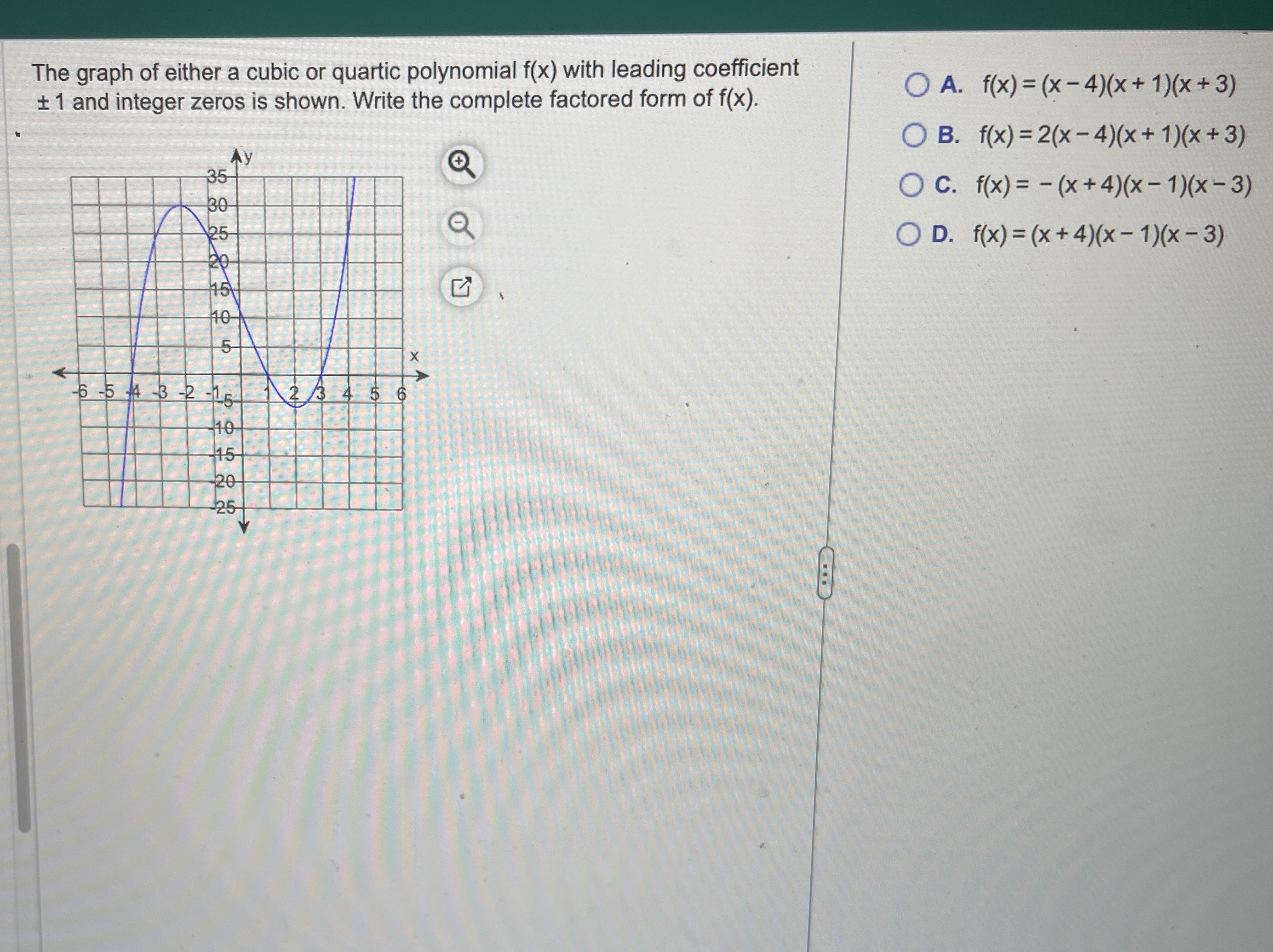 Solved The graph of either a cubic or quartic polynomial | Chegg.com