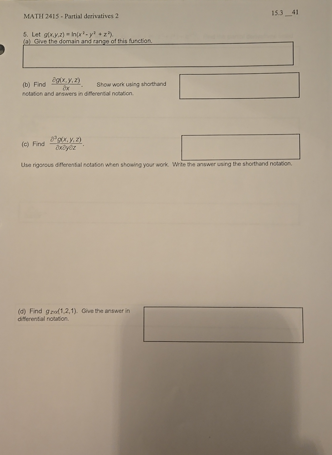 MATH 2415 - ﻿Partial derivatives 2Let | Chegg.com