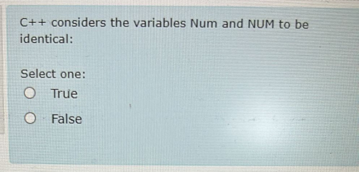 Solved C++ ﻿considers the variables Num and NUM to be | Chegg.com
