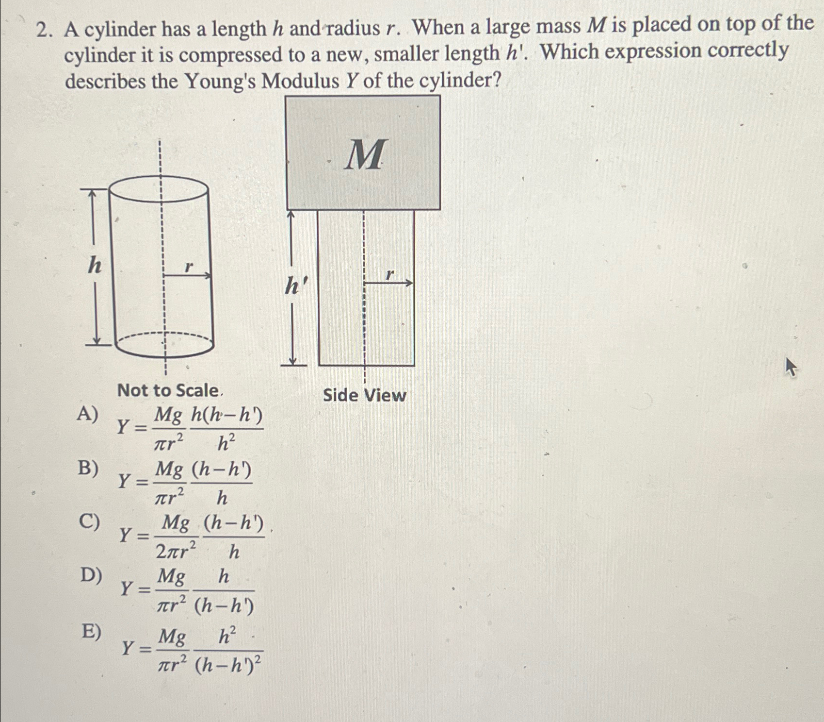 Solved A cylinder has a length h ﻿and radius r. ﻿When a | Chegg.com