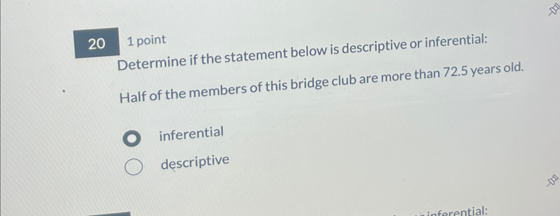 Solved 1 ﻿pointDetermine if the statement below is | Chegg.com
