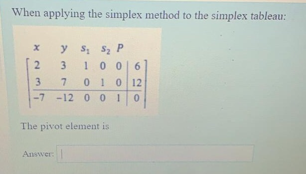Solved When applying the simplex method to the simplex | Chegg.com