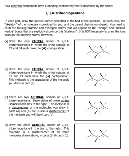 Solved Four different compounds have a bonding connectivity | Chegg.com