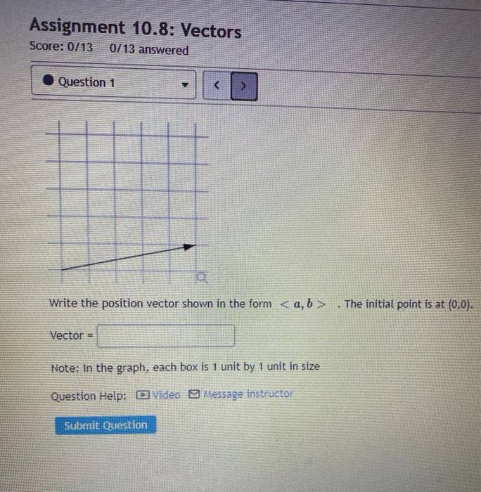 Solved Assignment 10 8 Vectors Score 0 13 0 13 Answered