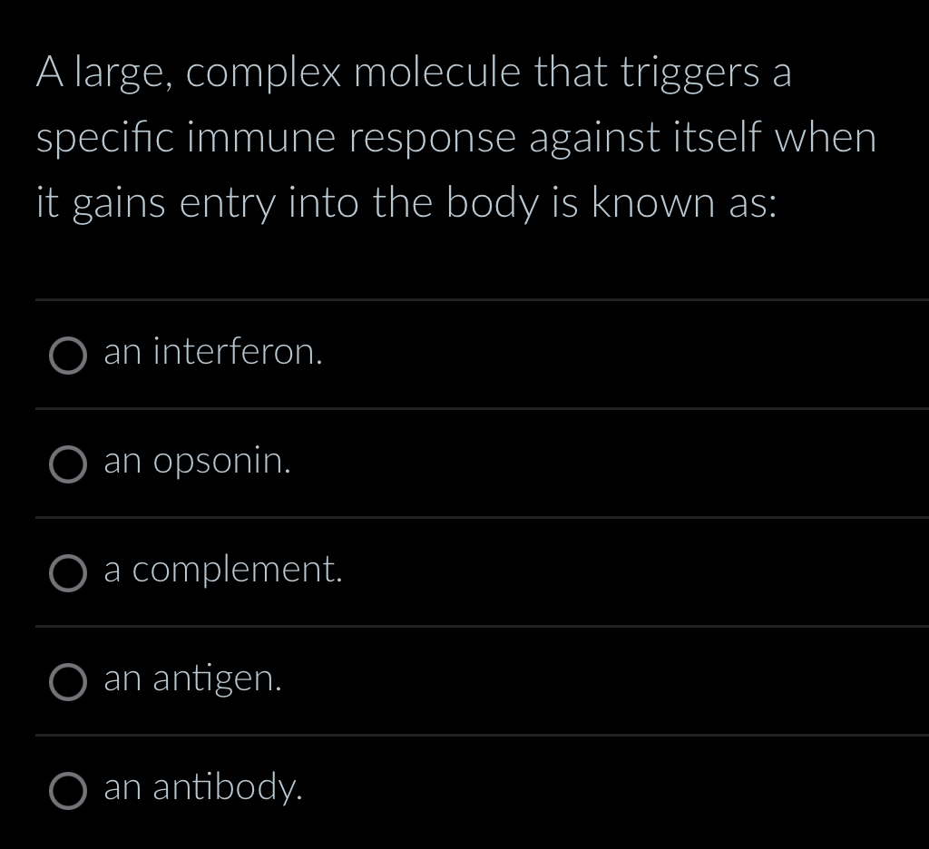 Solved A large, complex molecule that triggers a specific | Chegg.com