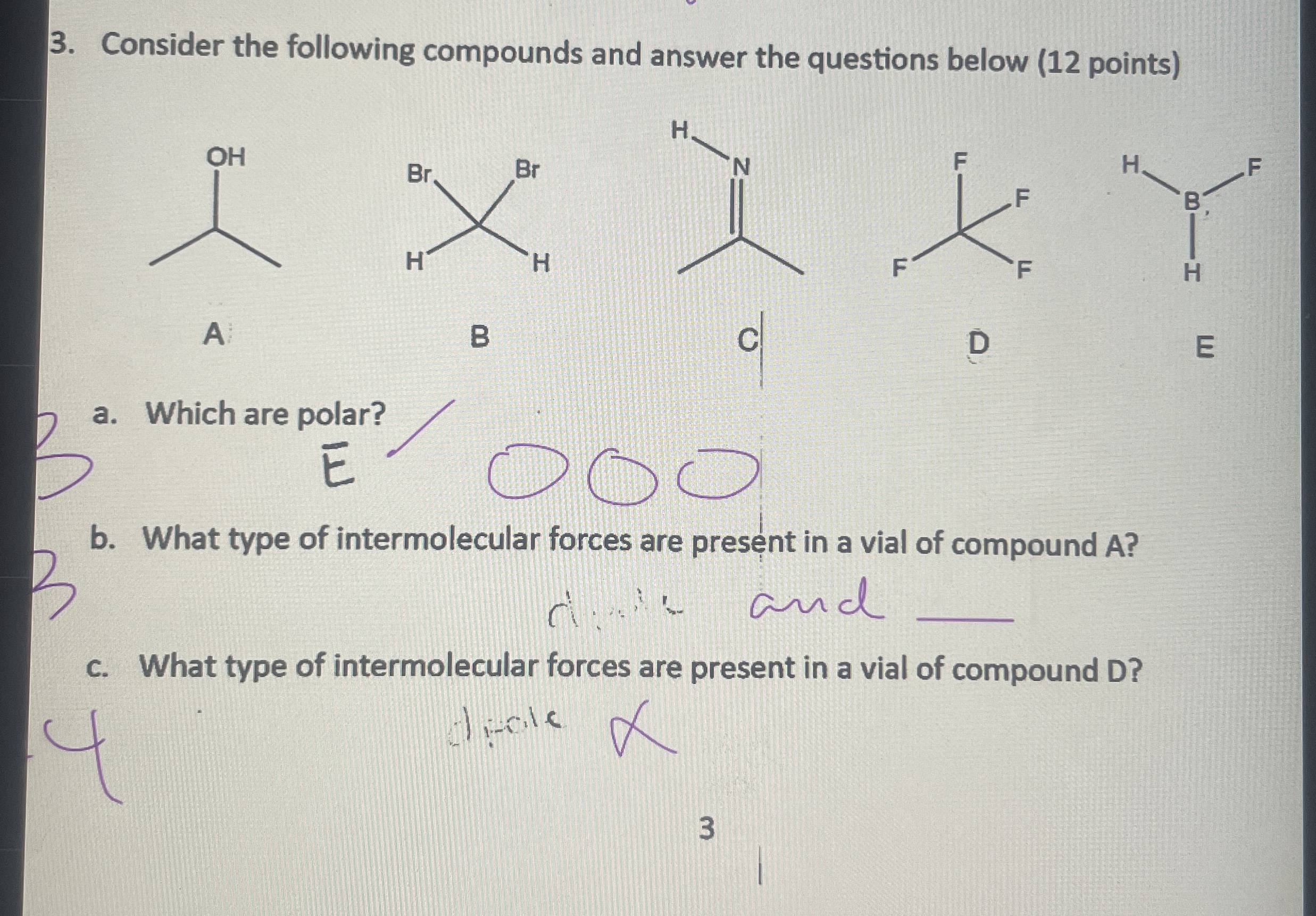 Solved Consider the following compounds and answer the | Chegg.com