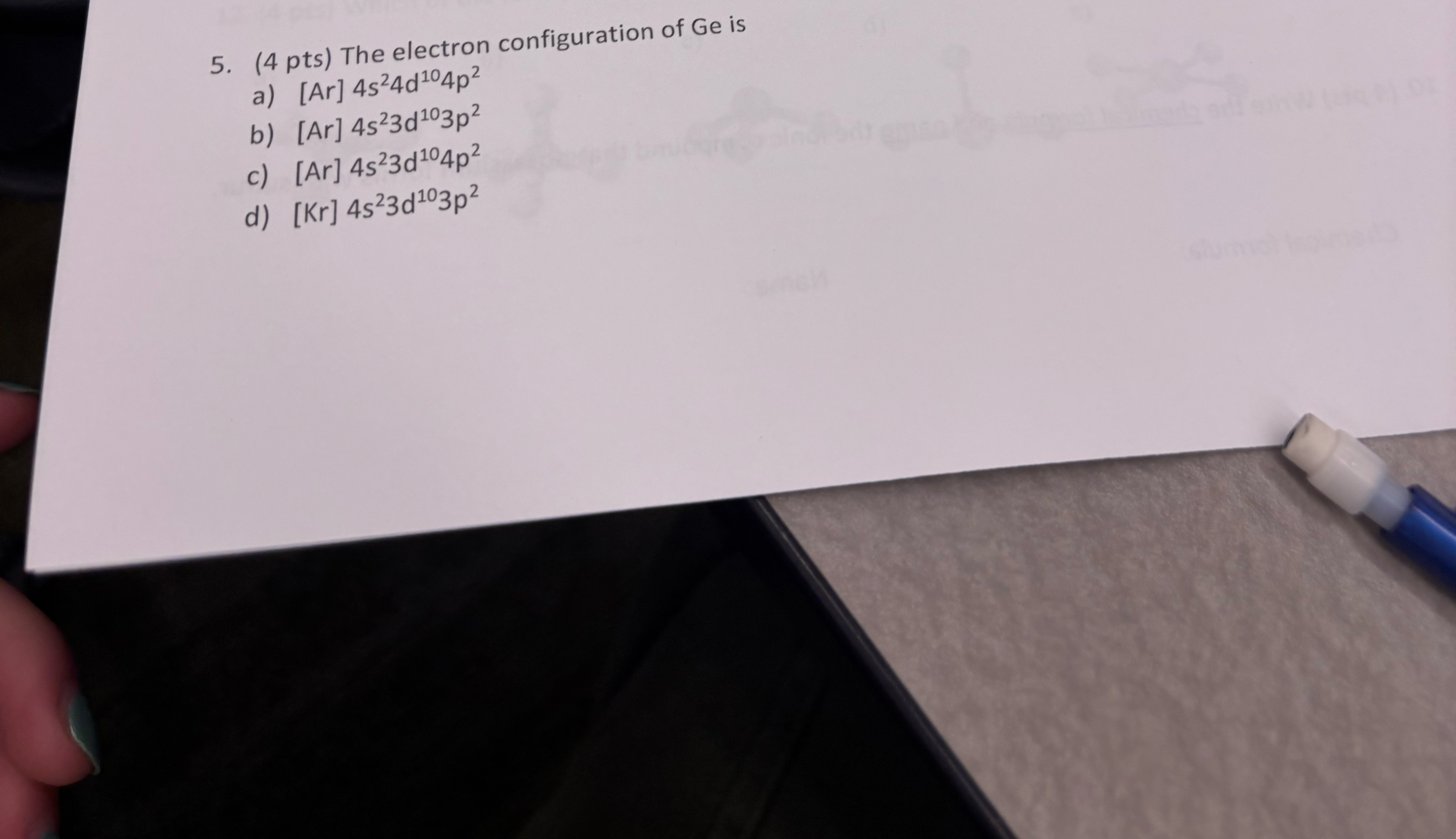 Solved (4 ﻿pts) ﻿The electron configuration of Ge | Chegg.com