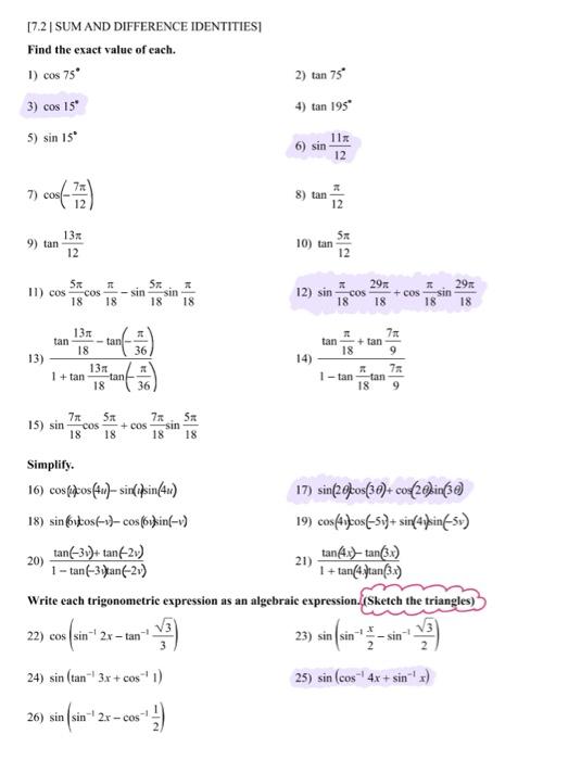 Solved complete the highlighted problems. please show all | Chegg.com