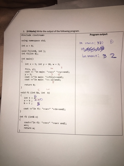Solved 3. (4 Marks) Write the output of the following | Chegg.com