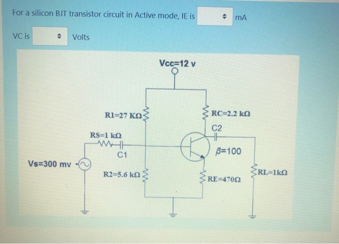 Solved For a silicon BJT transistor circuit in Active mode, | Chegg.com