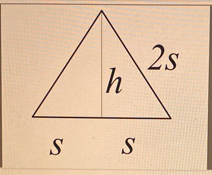 Solved Express the area A of the triangle as a function of s | Chegg.com