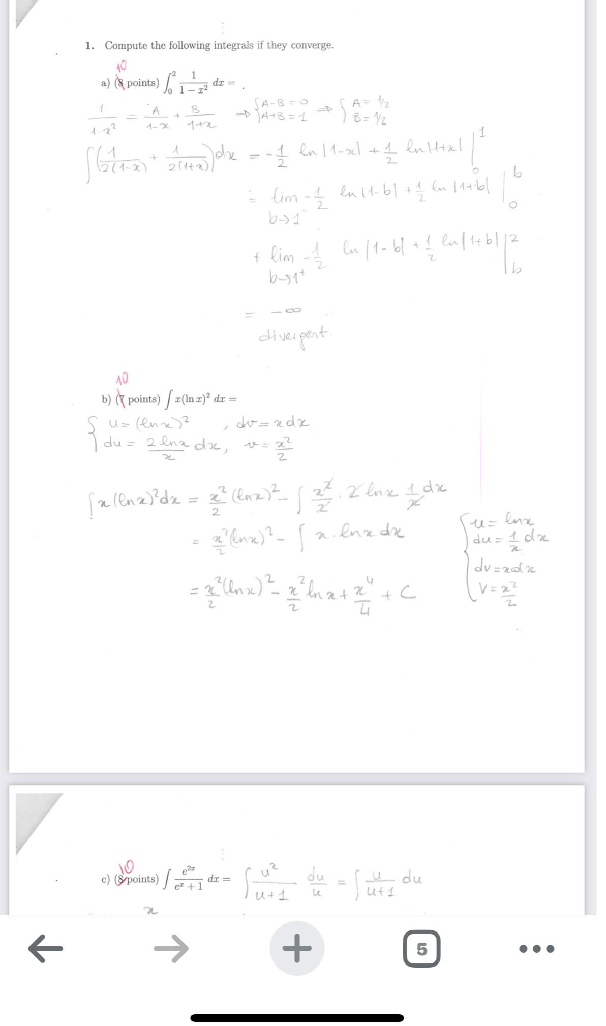 Solved Compute the following integrals if they converge.a) | Chegg.com