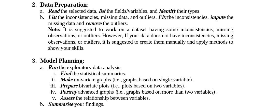 Solved 2. Data Preparation: a. Read the selected data, | Chegg.com
