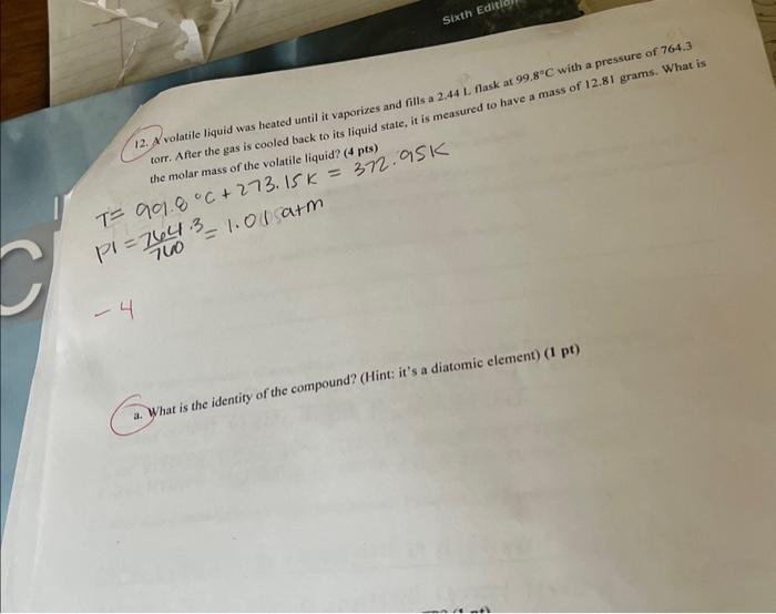 Solved a. What is the identity of the compound? (Hint: it's | Chegg.com
