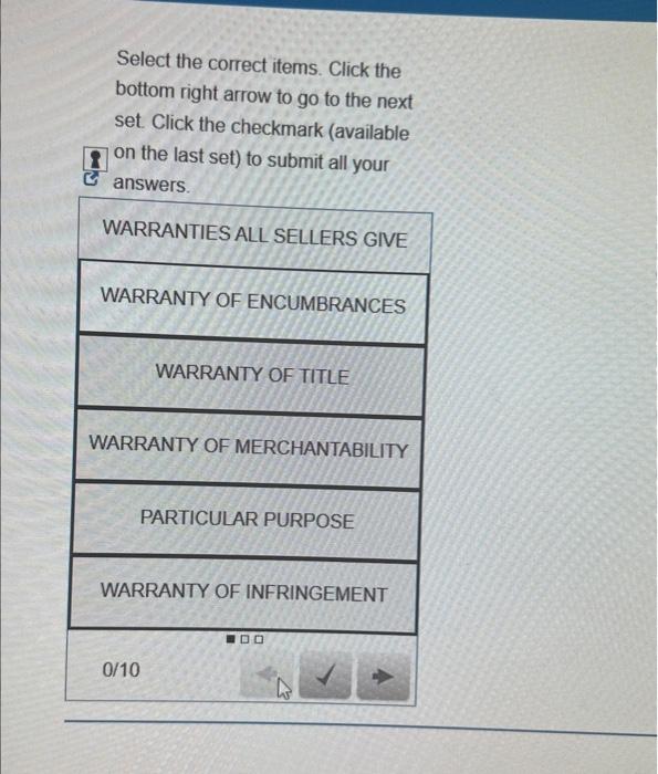 Select the correct items. Click the bottom right | Chegg.com