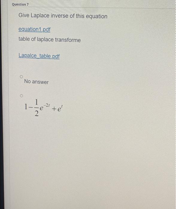 Solved Give Laplace inverse of this equation equation 1.pdf | Chegg.com