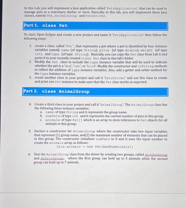 Solved In this Lab, you will implement a Java application | Chegg.com