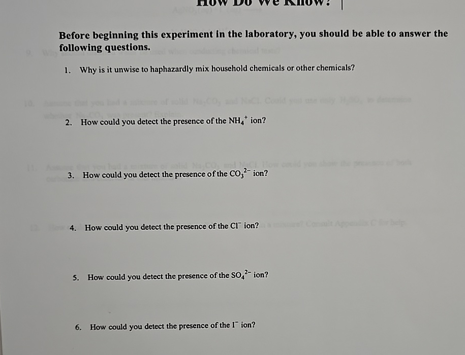 Solved Before beginning this experiment in the laboratory, | Chegg.com