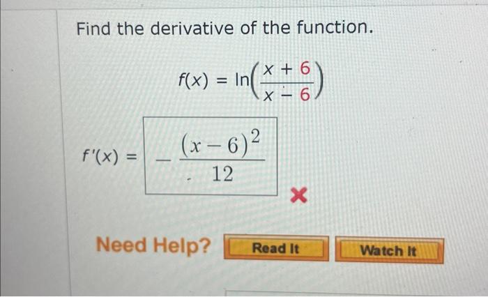Solved Find the derivative of the function. | Chegg.com
