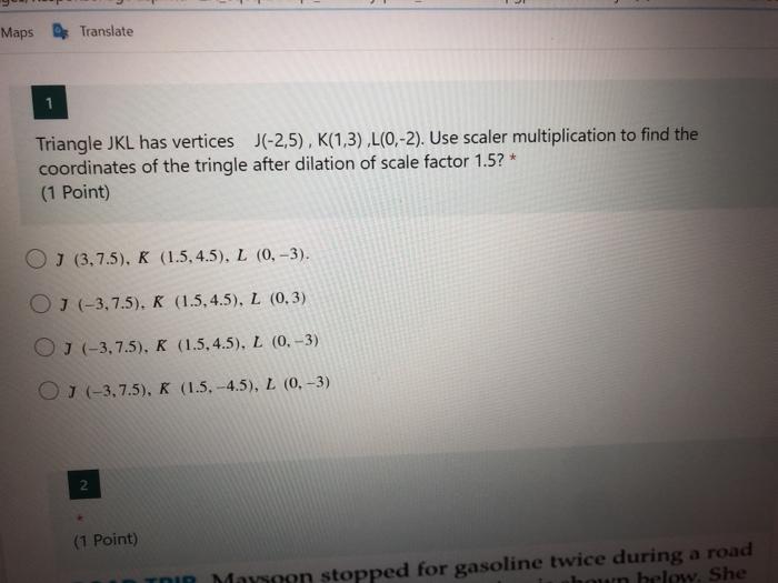 Solved Maps Translate Triangle JKL has vertices J(-2,5), | Chegg.com