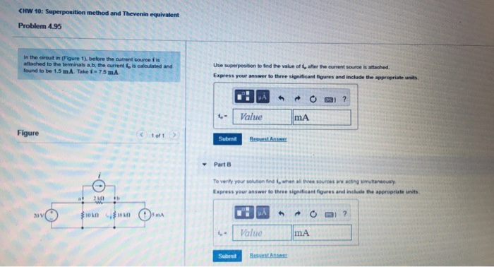 Solved (HW 10: Superposition method and Thevenin equivalent | Chegg.com