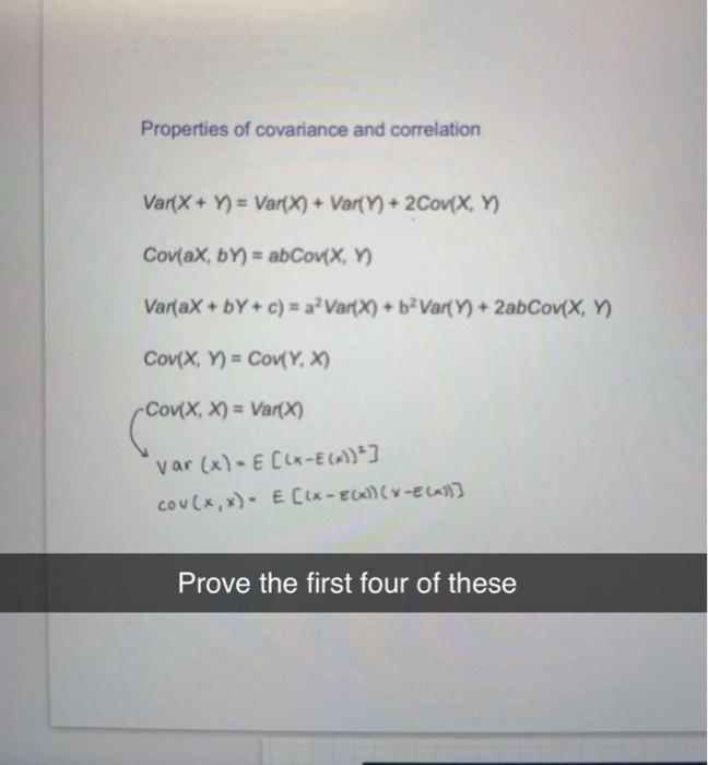Solved Properties of covariance and correlation | Chegg.com