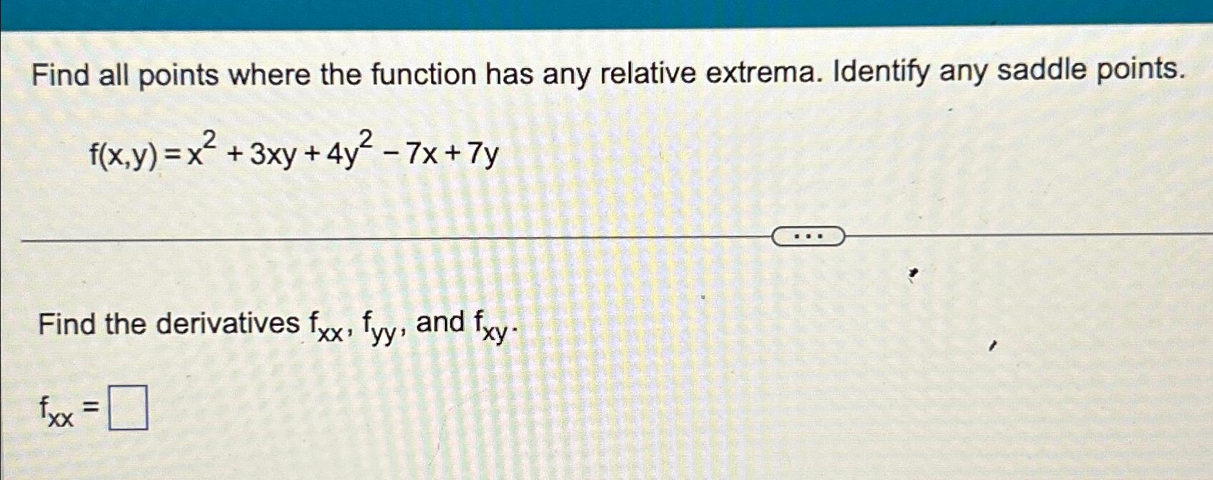 Solved Find all points where the function has any relative | Chegg.com