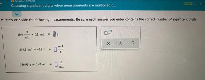 Solved Counting significant digits when measurements are | Chegg.com