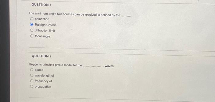 Solved The minimum angle two sources can be resolved is | Chegg.com