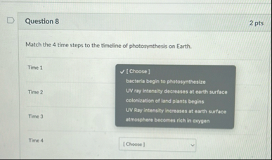 Solved Question 82 ﻿ptsMatch the 4 ﻿time steps to the | Chegg.com