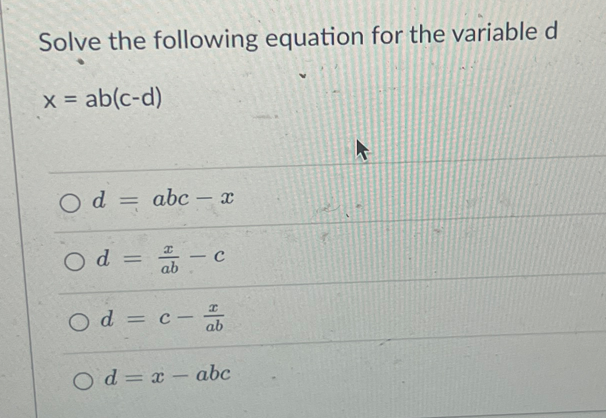 Solved Solve the following equation for the variable | Chegg.com