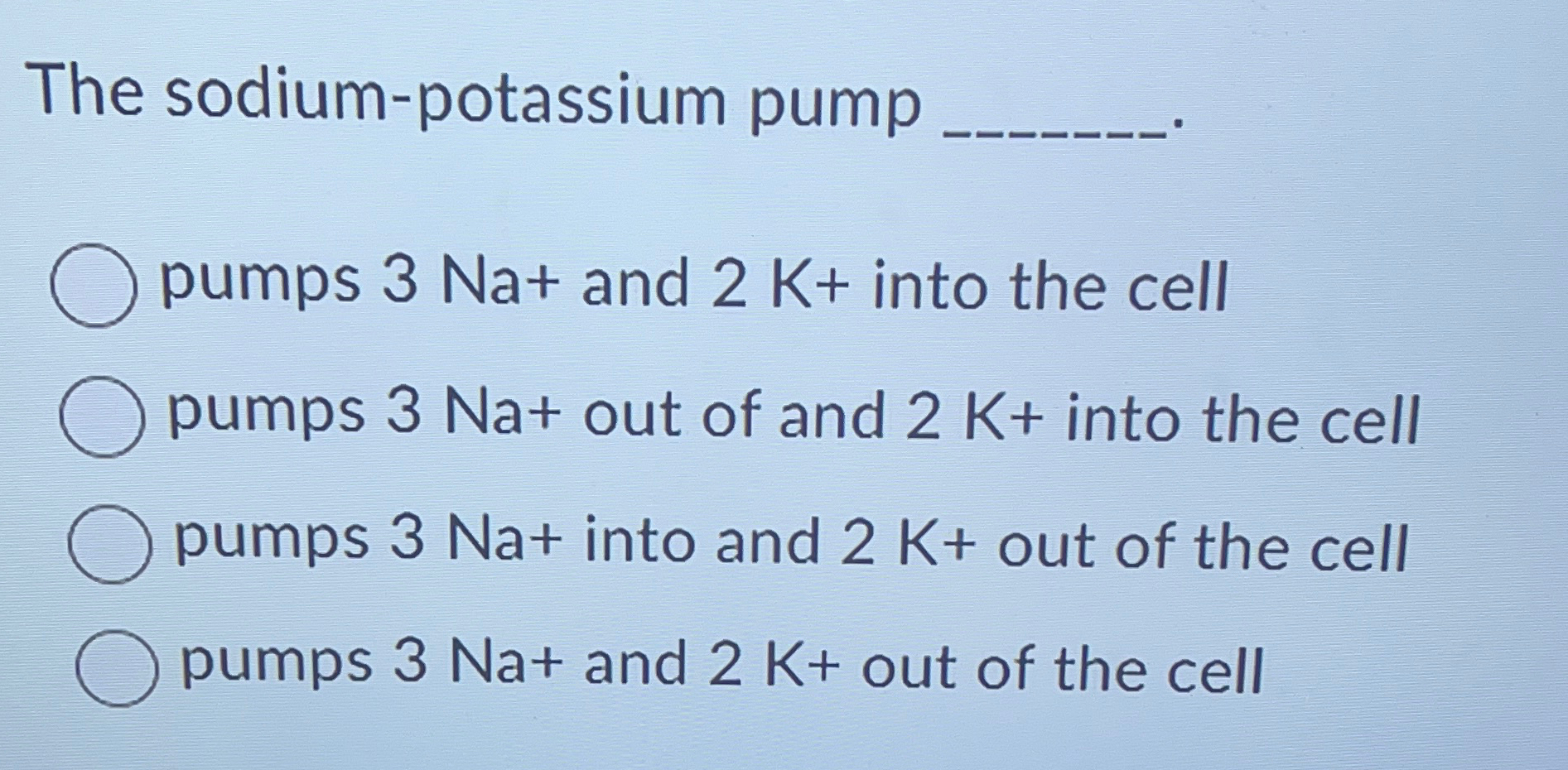 Solved The sodium-potassium pump q, .pumps 3Na+ ﻿and 2K+ | Chegg.com
